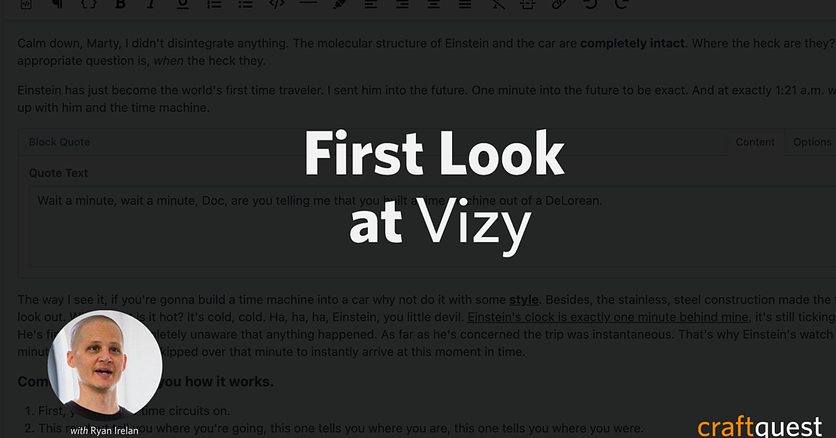 First Look at Vizy Editor Plugin | CraftQuest